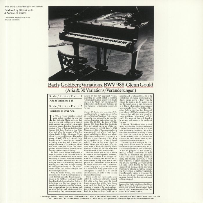 Glenn GOULD - Bach: The Goldberg Variations BWV 988 Vinyl at Juno Records.
