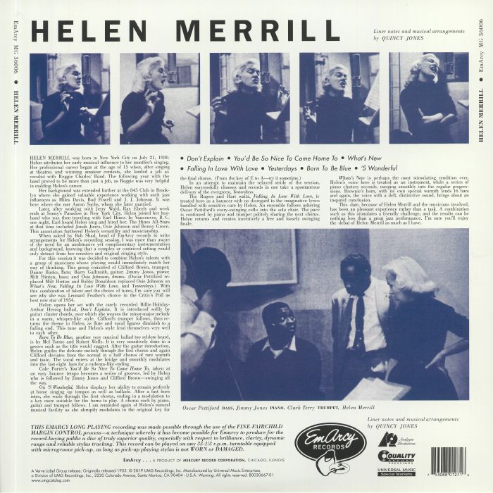 Helen MERRILL - Helen Merrill Vinyl at Juno Records.