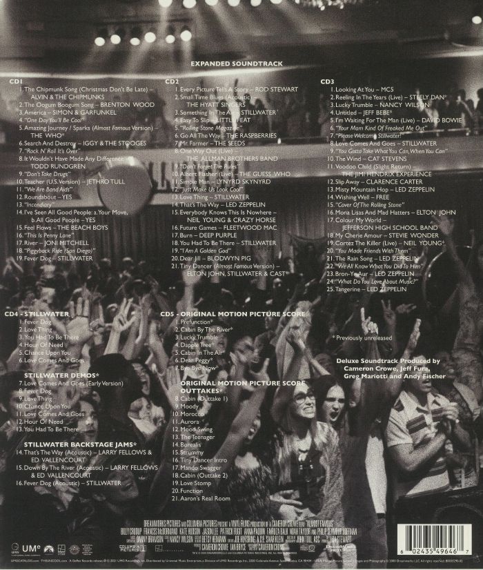 VARIOUS - Almost Famous (Soundtrack) (20th Anniversary Super Deluxe ...