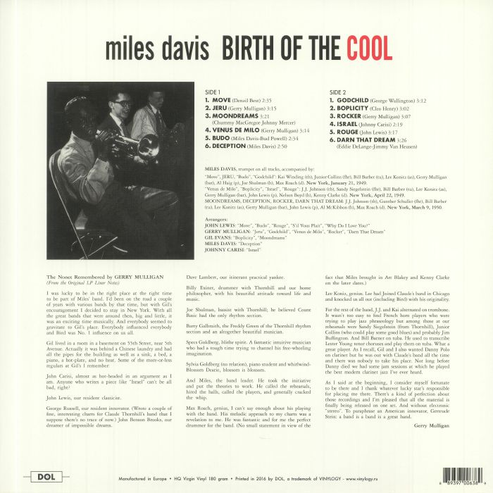 Miles DAVIS - Birth Of The Cool Vinyl at Juno Records.