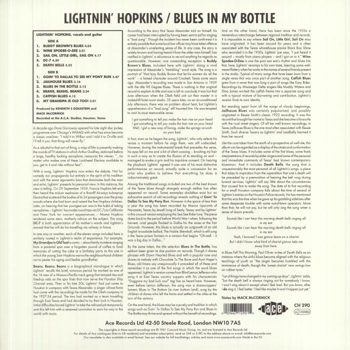 LIGHTNIN HOPKINS - Blues In My Bottle Vinyl at Juno Records.