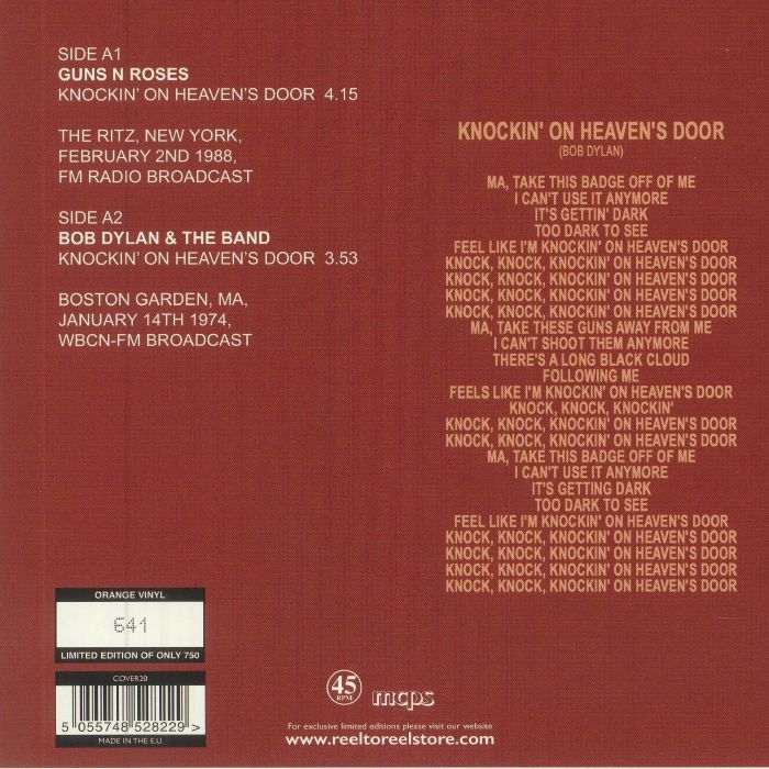 GUNS N ROSES/BOB DYLAN - Knockin On Heaven s Door Vinyl at Juno Records.