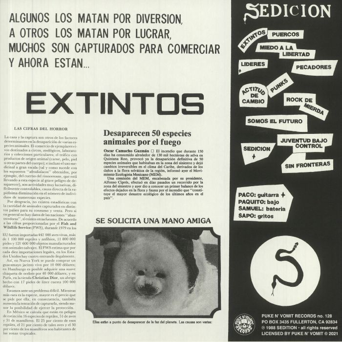 SEDICION - Extintos Vinyl at Juno Records.