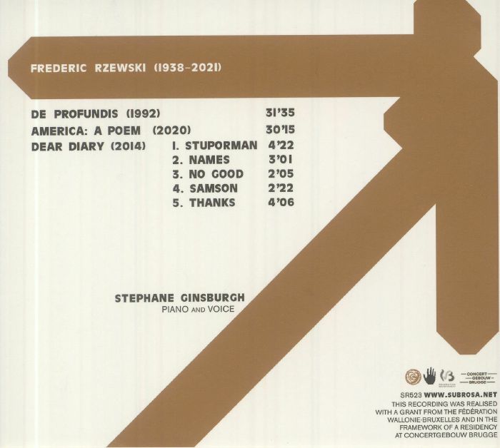 Frederic RZEWSKI/STEPHANE GINSBURGH - Speaking RzewskI CD at Juno Records.