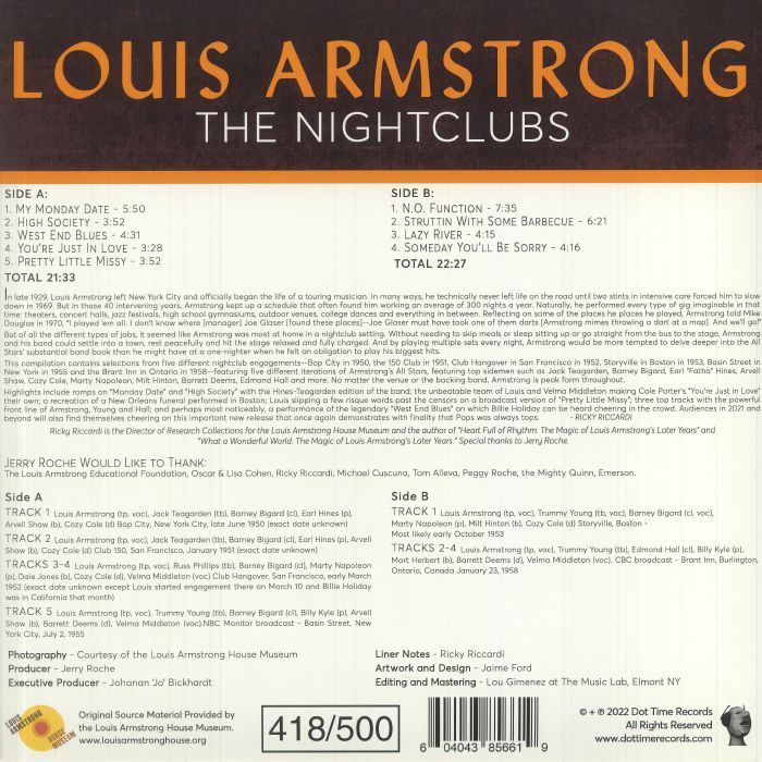 Louis ARMSTRONG - The Nightclubs Vinyl at Juno Records.