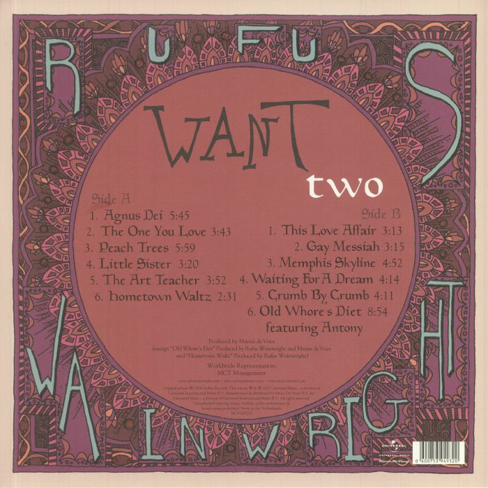 Rufus WAINWRIGHT - Want Two Vinyl at Juno Records.
