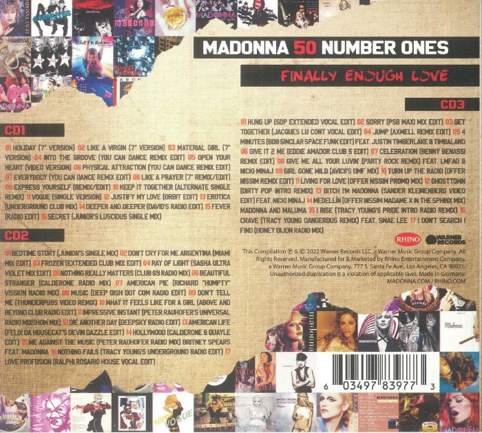 MADONNA - Finally Enough Love: 50 Number Ones CD at Juno Records.