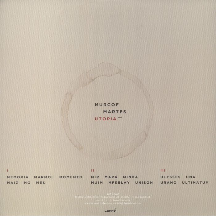 MURCOF - Martes + Utopia (20th Anniversary Edition) Vinyl at Juno Records.