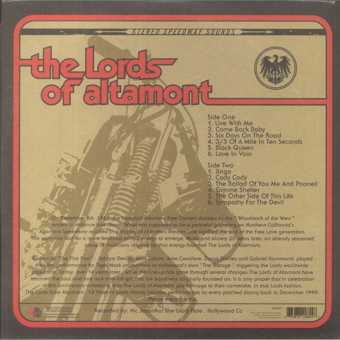 The LORDS OF ALTAMONT - Lords Take Altamont Vinyl at Juno Records.
