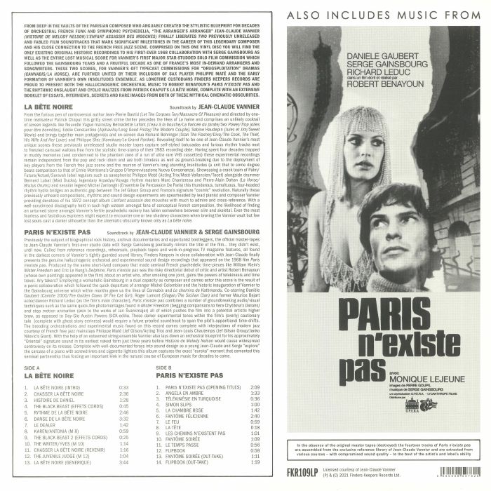 Jean Claude VANNIER/SERGE GAINSBOURG - La Bete Noire/Paris N Existe Pas (Soundtrack) Vinyl at ...