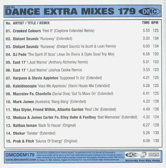 VARIOUS - DMC Dance Extra Mixes Vol 179: Remix Collections For ... VARIOUS - DMC Dance Extra Mixes Vol 179: Remix Collections For ...