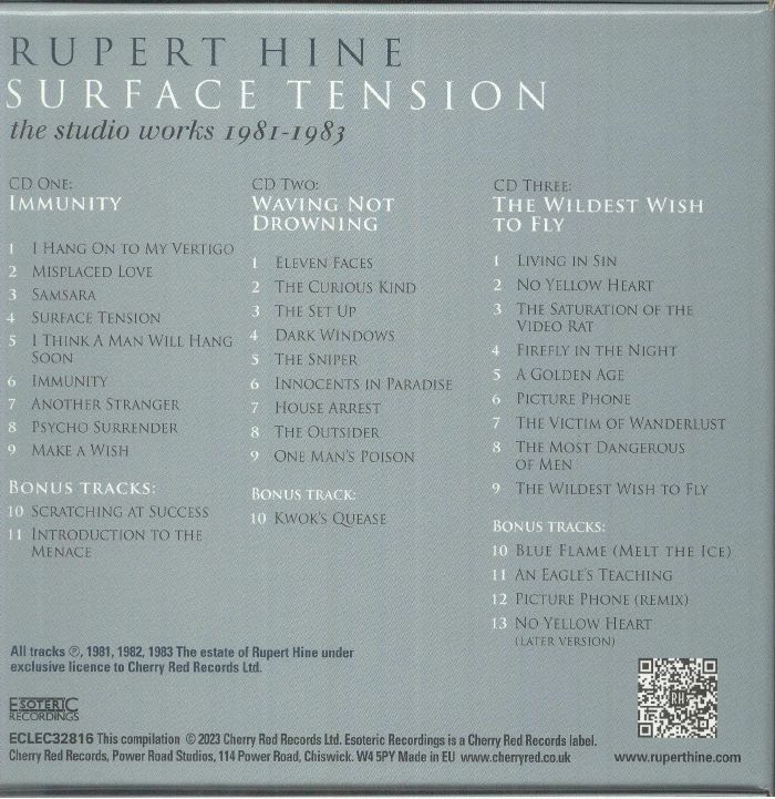 Rupert HINE - Surface Tension: The Studio Works (remastered) CD at Juno ...