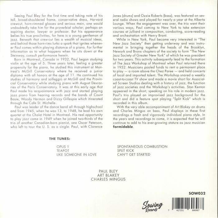 Paul BLEY with CHARLIE MINGUS/ART BLAKEY - Introducing Paul Bley (reissue) Vinyl at Juno Records.