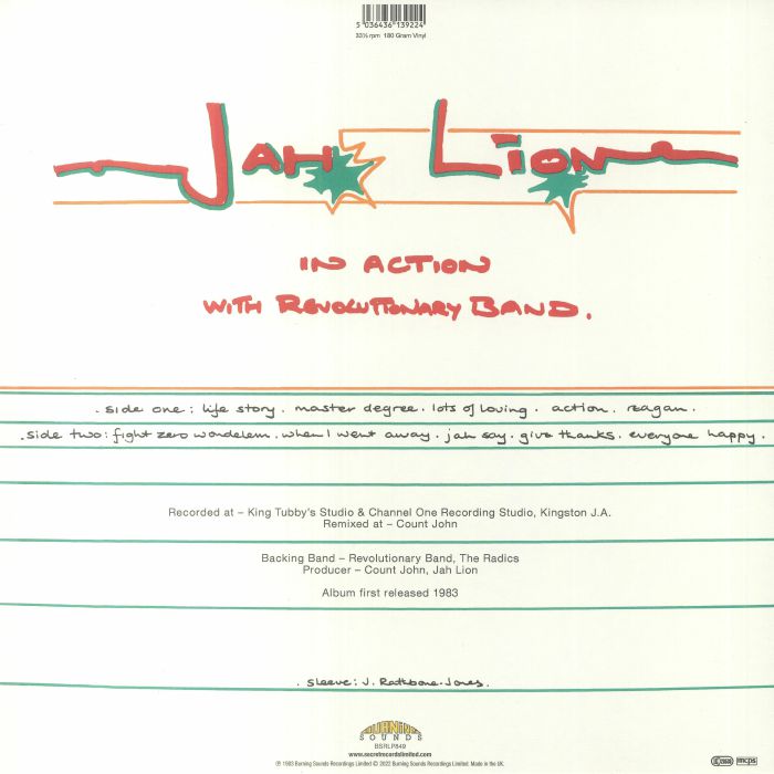 JAH LION - In Action With The Revolutionary Band (reissue) Vinyl at ...