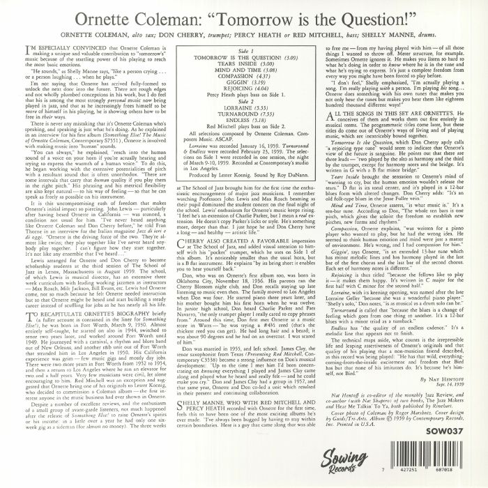 Ornette COLEMAN - Tomorrow Is The Question! Vinyl at Juno Records.