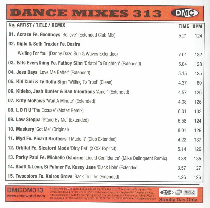 VARIOUS - DMC Dance Mixes 313: Commercial Club Tracks & Dance Remixes ...