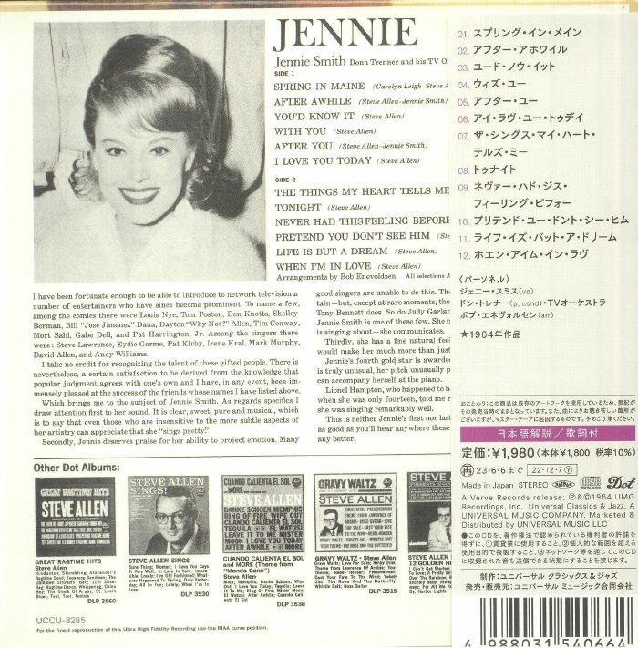 JENNIE SMITH with DON TRENNER & HIS TV ORCHESTRA - Jennie (reissue) CD ...