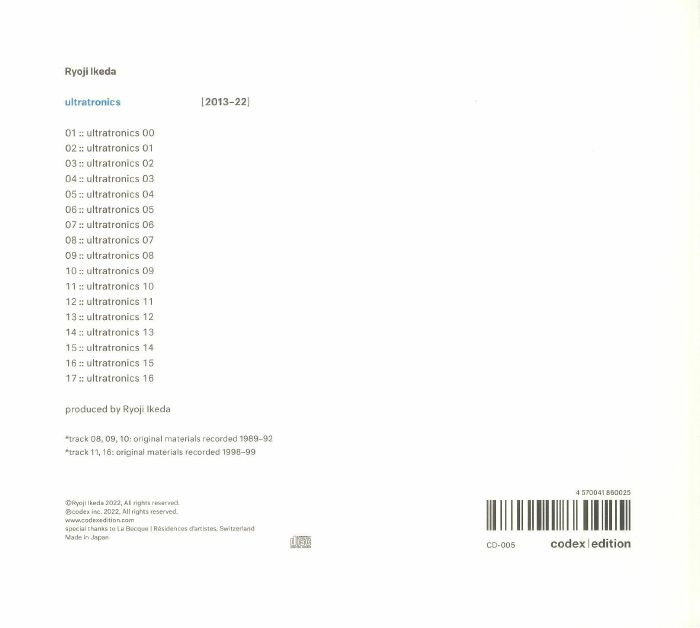Ryoji IKEDA - Ultratronics (Japanese Edition) CD at Juno Records.