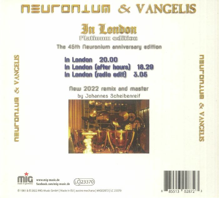NEURONIUM & VANGELIS - In London (Platinum Edition) CD at Juno Records.