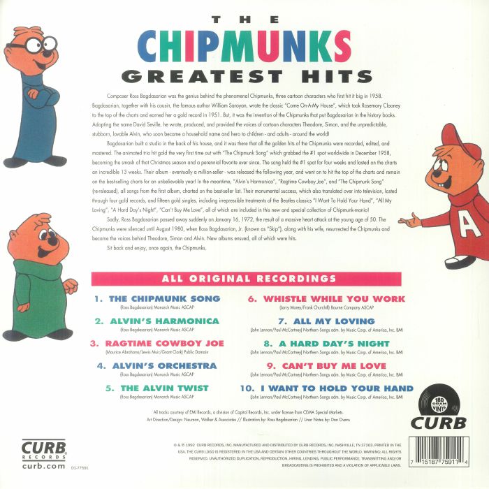The CHIPMUNKS - Greatest Hits (reissue) Vinyl at Juno Records.