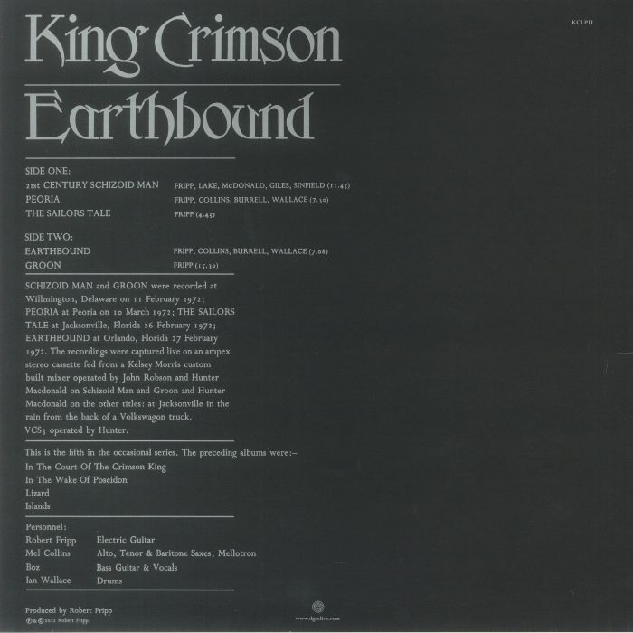 KING CRIMSON - Earthbound (50th Anniversary Edition) Vinyl at Juno Records.