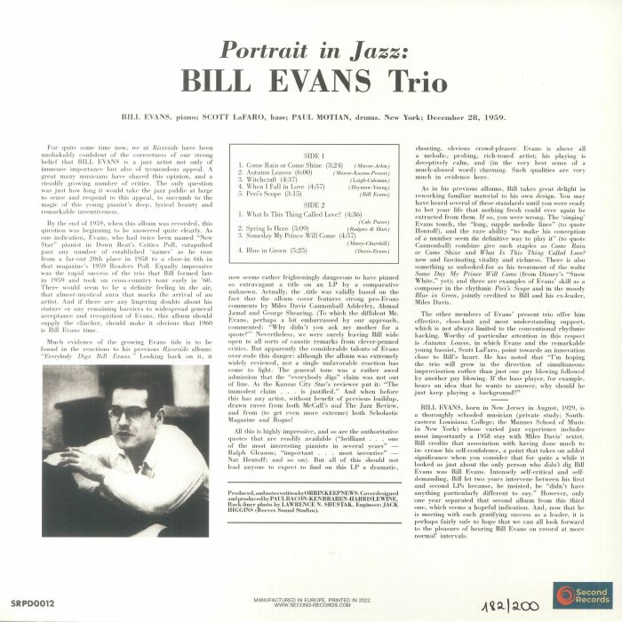 BILL EVANS TRIO - Portrait In Jazz (reissue) Vinyl at Juno Records.