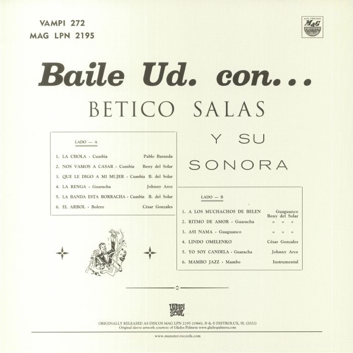 Betico SALAS Y SU SONORA - Baile Usted Con Betico Salas (reissue) Vinyl ...