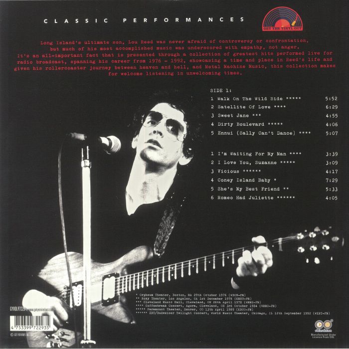 Lou REED - Greatest Hits Live (Deluxe Edition) Vinyl at Juno Records.