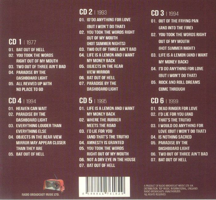 MEATLOAF - Box: The Legendary Radio Broadcast Recordings CD at Juno ...