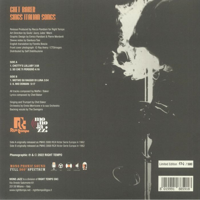 CHET BAKER - Sings Italian Songs Vinyl at Juno Records.