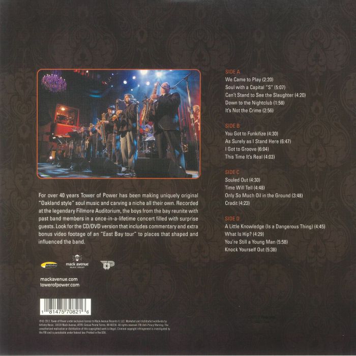 TOWER OF POWER - 40th Anniversary: The Fillmore Auditorium San Francisco Vinyl at Juno Records.