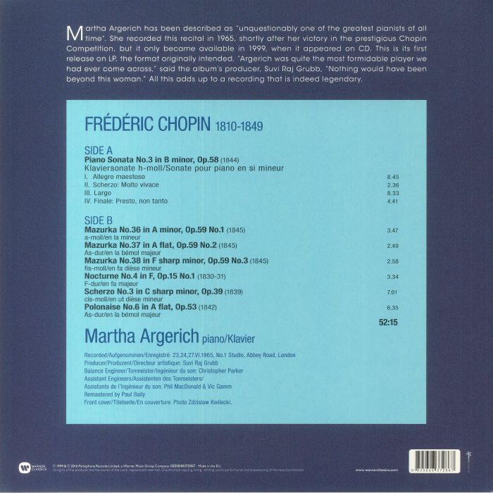 Martha ARGERICH - Chopin: The Legendary 1965 Recording Vinyl at Juno ...
