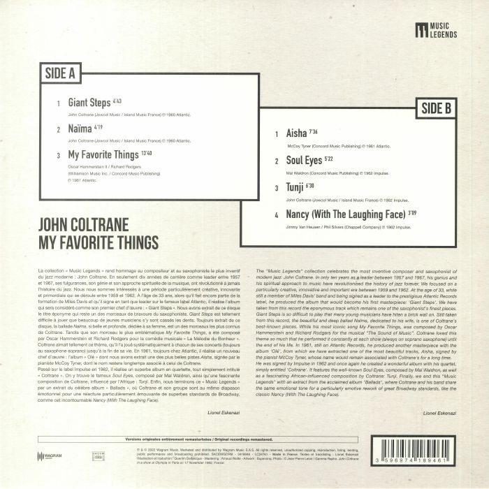 John COLTRANE - My Favorite Things (Music Legends Collection) Vinyl at ...