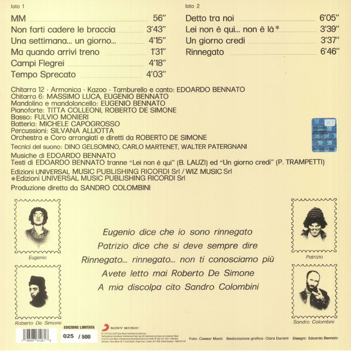 Edoardo BENNATO - Non Farti Cadere Le Braccia (50th Anniversary Edition ...