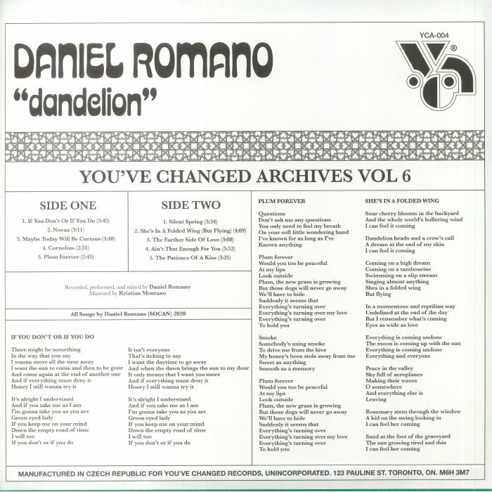 Daniel ROMANO - Dandelion Vinyl at Juno Records.