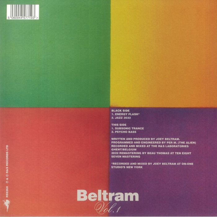 Joey BELTRAM - Beltram Vol 1 (Energy Flash) Vinyl at Juno Records.