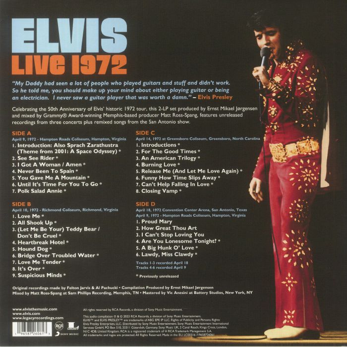 Elvis PRESLEY - Elvis Live 1972 (50th Anniversary Edition) Vinyl at ...