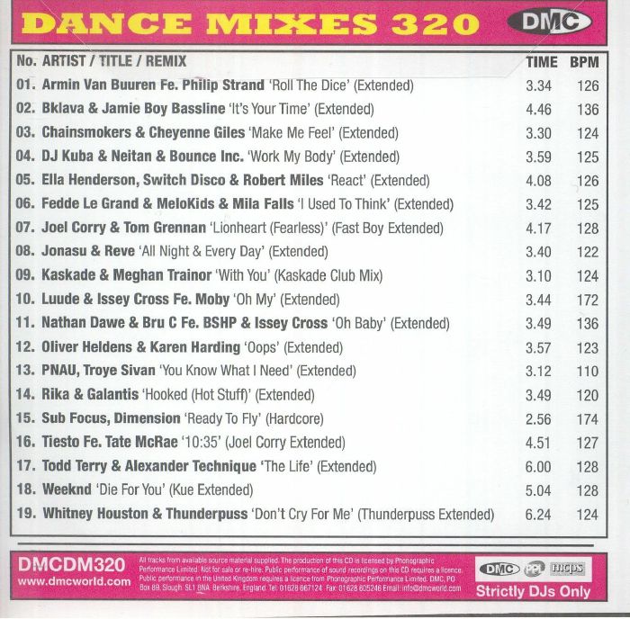 VARIOUS - DMC Dance Mixes 320: Pop (Strictly DJ Only) CD at Juno Records.