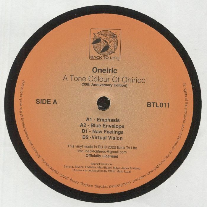 ONEIRIC - A Tone Colour Of Onirico Vinyl at Juno Records.