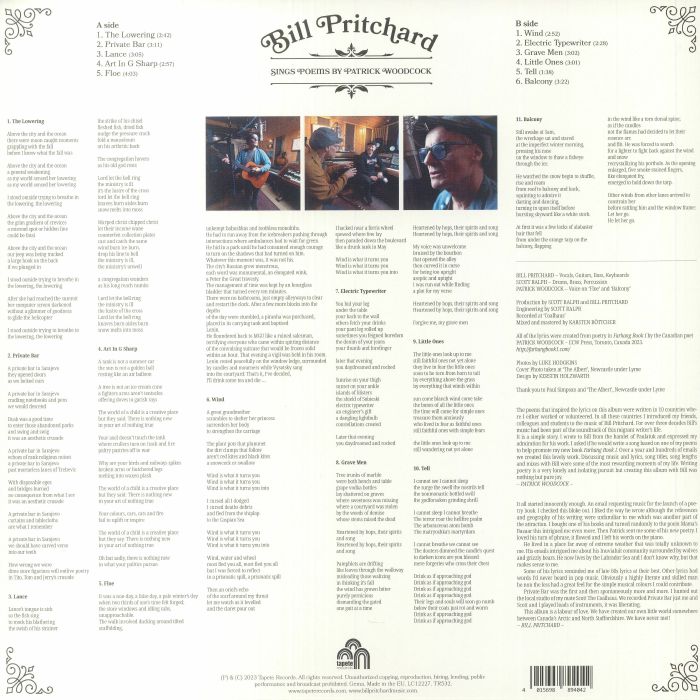Bill PRITCHARD - Sings Poems By Patrick Woodcock Vinyl at Juno Records.