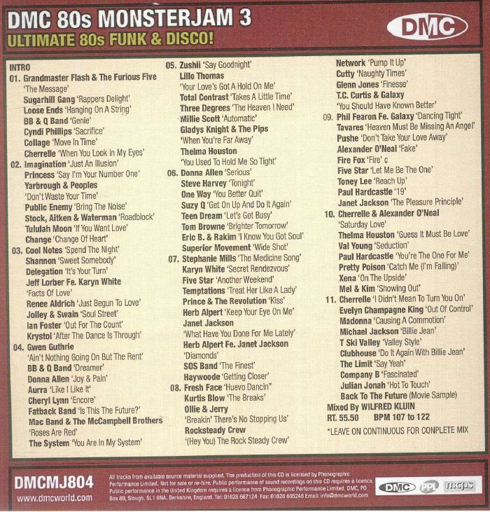 VARIOUS/WILFRED KLUIN - DMC 80s Monsterjam Vol 3: Ultimate Disco Funk ...