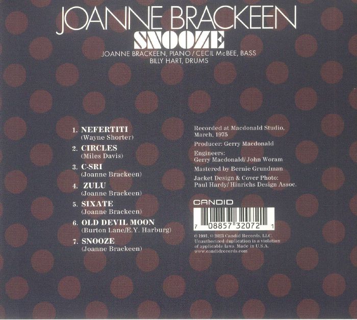 Joanne BRACKEEN - Snooze (remastered) CD at Juno Records.