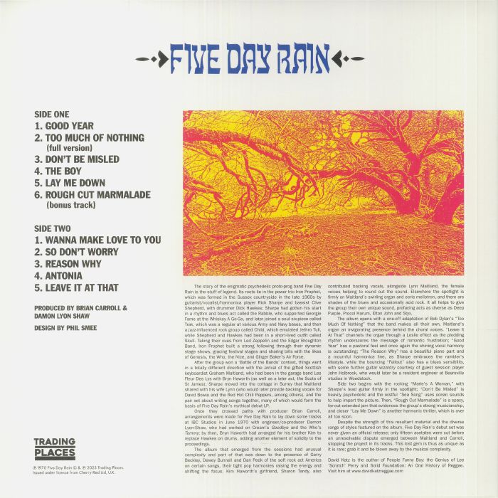 FIVE DAY RAIN - Five Day Rain (reissue) Vinyl at Juno Records.