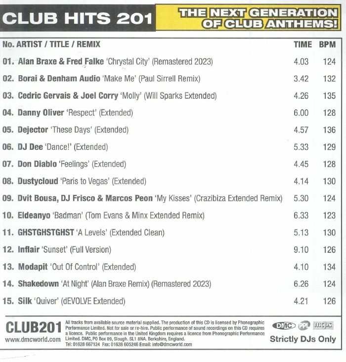 VARIOUS - DMC Monthly Club Hits 201: The Next Generation Of Club ...