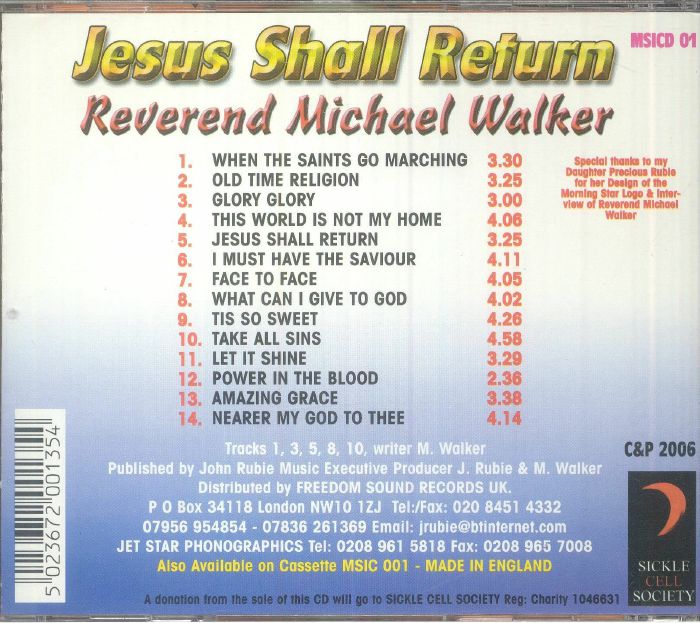 REVEREND MICHAEL WALKER - Jesus Shall Return CD at Juno Records.