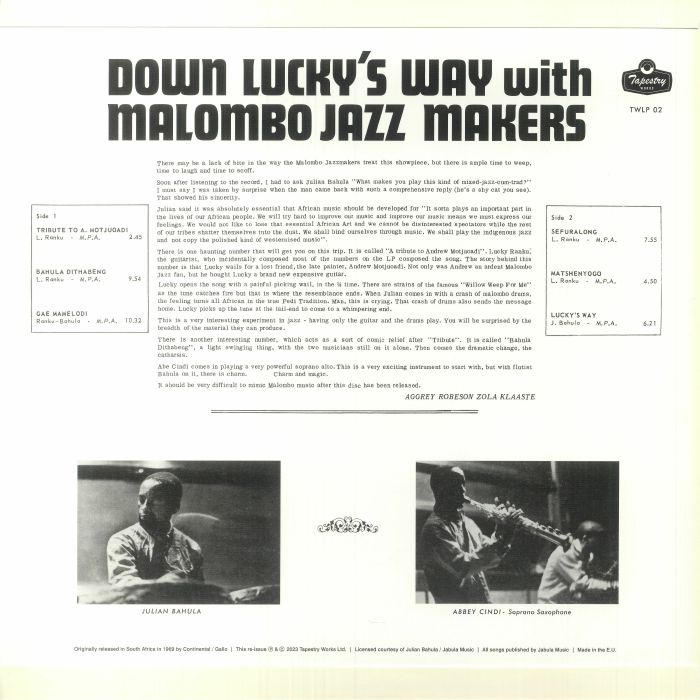 MALOMBO JAZZ MAKERS - Down Lucky's Way Vinyl at Juno Records.