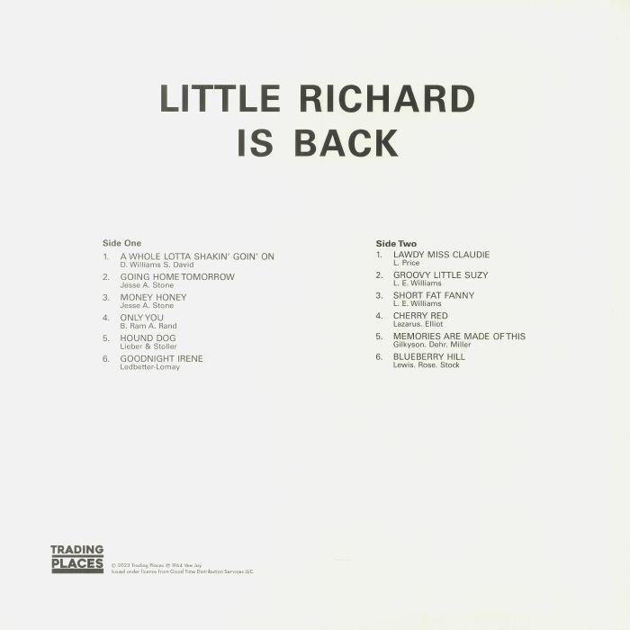 LITTLE RICHARD - Little Richard Is Back (reissue) Vinyl at Juno Records.