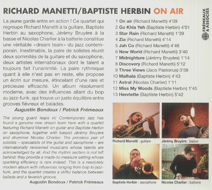 Richard MANETTI/BAPTISTE HERBIN - On Air CD at Juno Records.