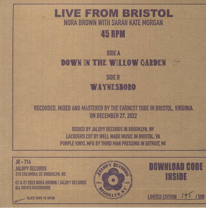 Nora BROWN/SARAH KATE MORGAN - Live From Bristol Vinyl at Juno Records.