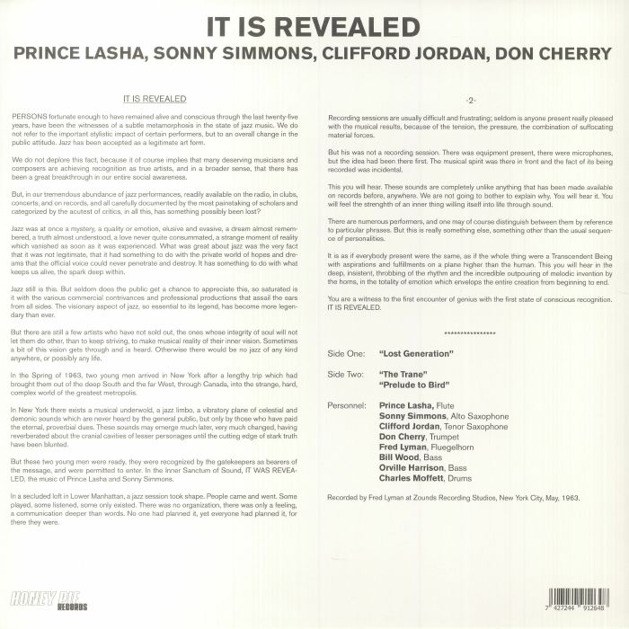 PRINCE LASHA/SONNY SIMMONS/CLIFFORD JORDAN/DON CHERRY - It Is Revealed ...